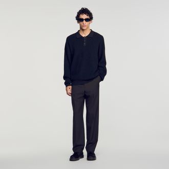 Sandro Rippstrick-Poloshirt aus Alpaka