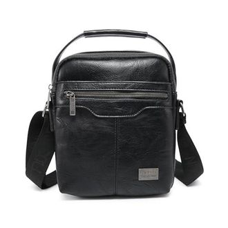 Coveri Collection ART.CC M08 Sacoche pour homme en cuir synth&eacute;tique, grand compartiment, poign&eacute;e, dimensions 25 x 20 x 8 cm, bandouli&egrave;re personnalis&eacute;e,, Noir