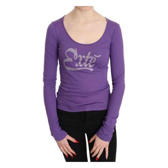 Exte Elegantes lila kristallverziertes Top - - Tops - Damen - Lila - M