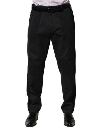 Dolce & Gabbana Mens Black Cotton Dress Slim Formal Pants Nylon Silk Elastane