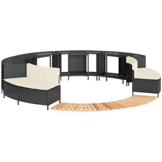 vidaXL Whirlpool-Umrandung Schwarz Poly-Rattan und Massivholz Akazie vidaXL