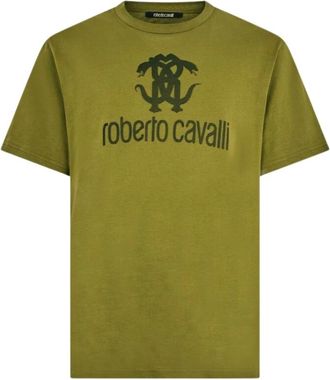 Roberto Cavalli Homme, Tops, Vert, Taille: S T-shirt avec Monogramme RC