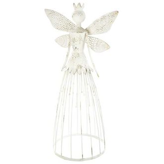 Gilde Figur Elfie Engel aus Metall - Creme-antikfinish - H&ouml;he 81cm x Breite 51cm - Dekofigur