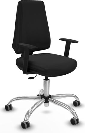 Piqueras y Crespo Elche B&uuml;rostuhl, schwarz, mit 1D-Armlehnen, ausgestattet mit Permanentkontakt und Schneideschaum, 65 mm Rollen, Parkett, Schwarz