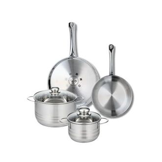 Fackelmann ELO 9876450 Batterie de cuisine 4 pi&egrave;ces, Ensemble de 2 Po&ecirc;les de cuisson 24 et 28 cm et 2 faitouts 16 et 20 cm Elo Profi Brillant, inox, induction