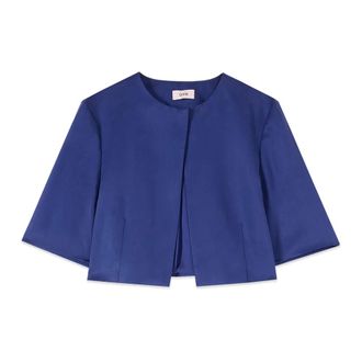 Oltre Femme, Vestes, Bleu, Taille: 44 FR Veste courte en lyocell