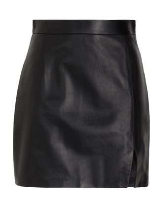 8 by YOOX LEATHER FRONT SLIT MINI SKIRT