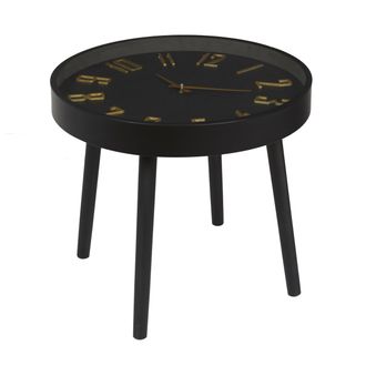 The Home Deco Factory Home Deco FACTORY-HD0073-Table Horloge Silencieuse 50Cm-Salon, Salle &agrave; Manger Tischuhr, leise, Lounge, 50 cm, Hartglas, Braun/Schwarz, 50x43.5x50