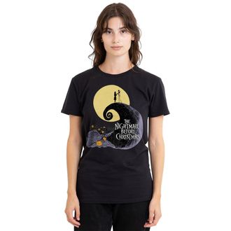 The Nightmare Before Christmas Disney Womens The Nightmare Before Christmas Moon Silhouette Ladies, Black T-Shirt, XXL