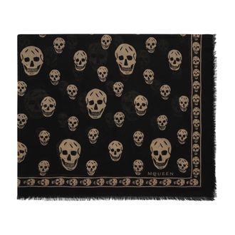 Alexander McQueen Schwarzer Schal mit Totenkopfmotiv aus Wolle - - Accessories - Herren - Schwarzk - ONE SIZE