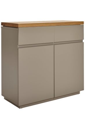 MID.YOU Mid.you Schuhschrank, Grau, Eiche, Holzwerkstoff, furniert, 2 F&auml;cher, 86x85x40 cm, Garderobe, Schuhaufbewahrung, Schuhschr&auml;nke