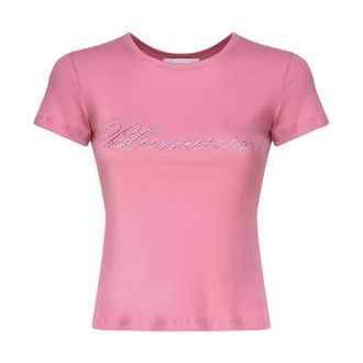 Blumarine Femme, Tops, Rose, Taille: 38 FR Logo Cotton T-Shirt
