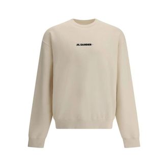 Jil Sander Minimalistisches Logo-Sweatshirt mit Rippdetails - - Sweatshirts & Hoodies - Herren - Beige - S