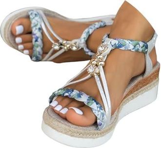 Generic Sandales compens&eacute;es boh&egrave;me pour femme 2026, soutien de la vo&ucirc;te plantaire, sandales larges confortables, plateforme de marche &agrave; bout ouvert et sangle 