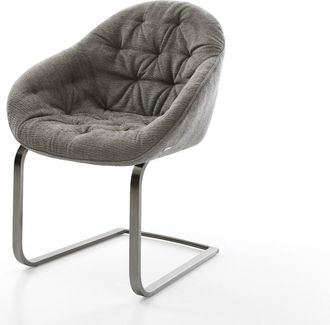 DELIFE Freischwinger Gaio-Flex Boucl&eacute; Soft Schlamm Freischwinger flach Graphit, Esszimmerst&uuml;hle