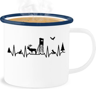 Shirtracer Emaille Becher Blechbecher - Tasse - J&auml;ger Herzschlag Jagd EKG Linie Jagen I J&auml;gergeschenk I Jagd Geschenk Jagdliebe Geschenke J&auml;gerinnen Geschenke J&auml;