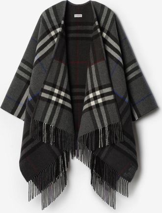 Burberry Cape en cachemire et laine Check contrastant
