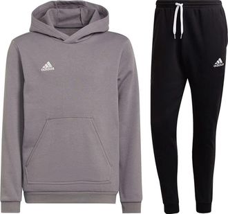 adidas Fu&szlig;ball Entrada 22 Jogginganzug Hoodie Jogginghose Herren grau schwarz Gr XXXL