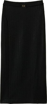 Twin-Set Klassischer Jacquard-Midirock - Schwarz