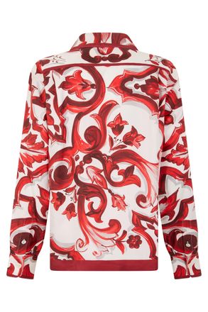 Dolce & Gabbana Mens Long-Sleeve Shirt Red Silk