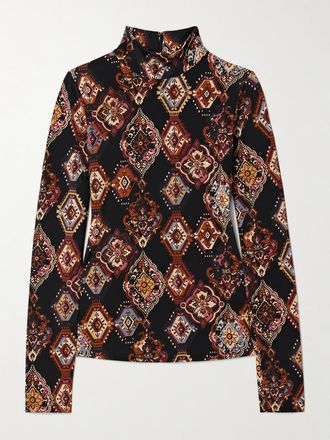 Cara Cara Haut &Agrave; Col Montant En Jersey Stretch Imprim&eacute; Suzie - Marron