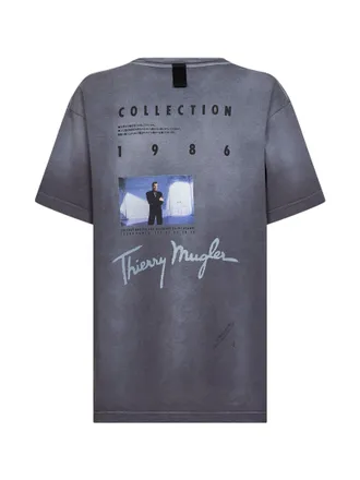 MUGLER Womens T-Shirt Cotton Jersey Grey T-Shirts & Jerseys