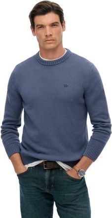 Superdry Mens Preppy Cotton Jumper Pullover Sweater, Soft Navy, XL
