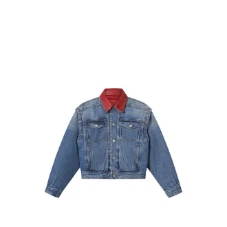 Isabel Marant Devyn Denim Jacket With Leather Collar