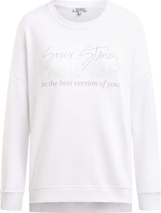 soccx Damen Sweatshirt mit Glitter Rubber Print Opticwhite, XXXL