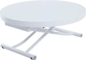 Inside75 Inside75 - Table basse ronde relevable et extensible saturna laqué blanc brillant
