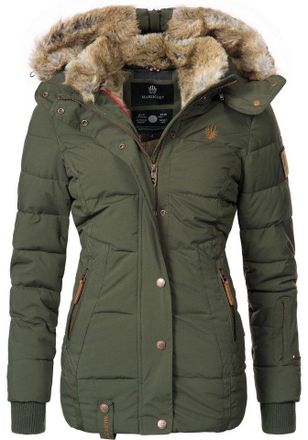 Marikoo Winterjacke Nekoo stylische Damen Steppjacke mit gro&szlig;er Kapuze
