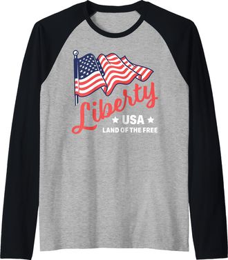 Trendy Apparel 4th of July Liberty USA Land of The Free Raglan