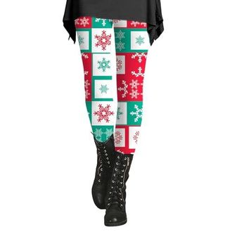 Generic HUIFUAO Legging de Noël pour femme - Motif sapin de Noël amusant - Flocon de neige - Pantalon de yoga grande taille - Doux et confortable - Taille hau