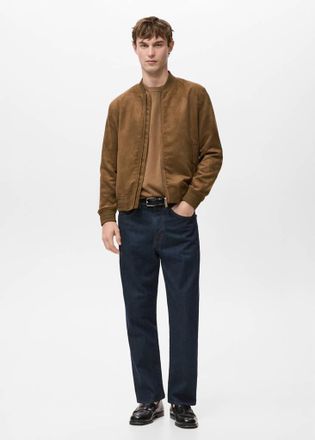 Mango Veste bomber effet daim cognac - Homme - XL - MANGO MAN