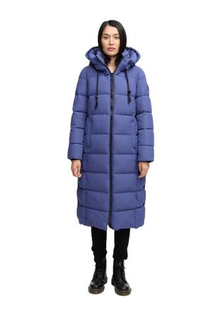 Marikoo Damen Winterjacke Steppmantel lang gesteppter Mantel Winter Parka Jacke warm B985 [B985-Nadeshik-Blue-Violet-Gr.XL]