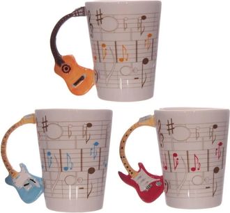 Puckator Tasse aus Keramik mit Griff in Form einer akustischen/elektrischen Gitarre - Designed by Ted Smith