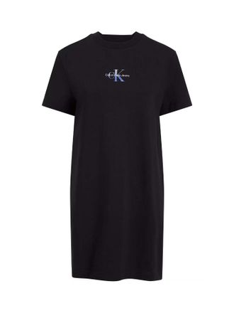 Calvin Klein Damen T-Shirt Kleid Gradient Monologo Tee Kurz, Schwarz (Ck Black), L