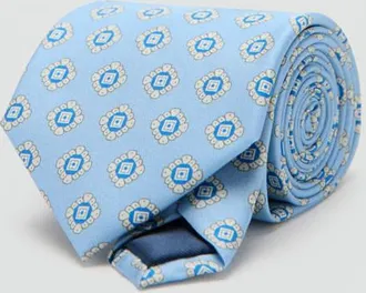 Mango Cravate 100 % soie imprim&eacute; bleu ciel - Homme - Taille unique - MANGO MAN