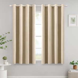 Miulee Lot de 2 rideaux occultants à oeillets effet lin, 160 x 140 cm, couleur taupe, opaque, avec oeillets, protection contre le froid, pour salon, chambre 