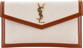 Saint Laurent Uptown Pouch Printed Canvas clutch bag - Nude