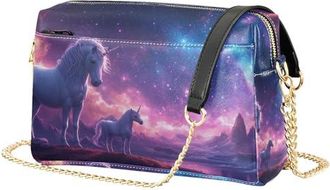 Mnsruu Sacs à bandoulière pour femme, sac à main en cuir motif licorne galaxie