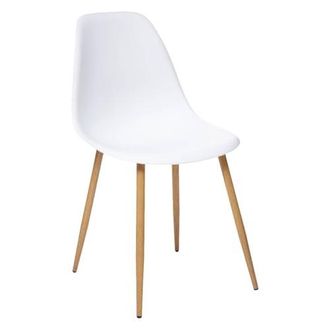 Atmosphera Atmosphera - Chaise Taho Blanche, Pieds Effet Bois - L 46 x P 52 x H 86 cm - Style Scandinave - pour Cuisine, Salle à Manger, Bureau