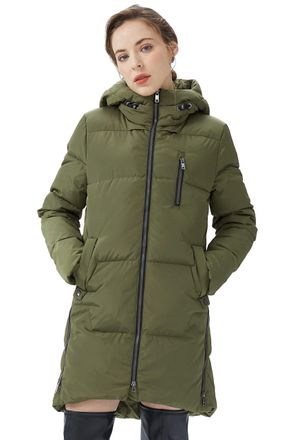 Orolay Damen Stilvolle Daunenmantel Winterjacke mit Kapuze Female Steppmantel Frauen Puffer Wintermantel Armeegr&uuml;n XXL