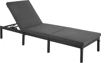 Songmics Chaise longue, Bain de soleil, Transat de relaxation, avec matelas de 5 cm, surface tiss&eacute;e, inclinable - Anthracite GCB27GYV1