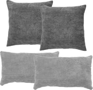 Andiamo Kissen-Set Emy in Cord-Optik - Sofakissen mit F&uuml;llung Bezug - Zierkissen Set Dekokissen Kopfkissen - 2X 40 x 40 cm in dunkelgrau + 2X 30 x 50 cm in gr