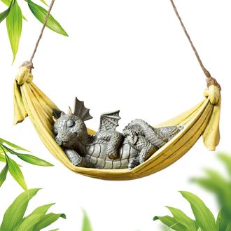 Generic Sleeping Dragon Figur - Harz Hängematte, wasserdichtes Design | Entzückende mythische Kreaturenstatue für Rasen, Terrasse und Gartendekor | Lustige sc