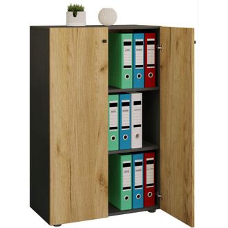 ebuy24 LonaXLDT B&uuml;roschrank 2 T&uuml;ren anthrazit, Eiche dekor