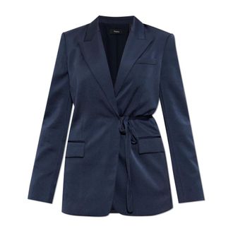Theory Femme, Vestes, Bleu, Taille: 38 FR Blazer avec fermeture à cravate