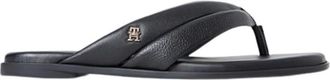 Tommy Hilfiger Femme, Chaussures, Noir, Taille: 39 EU Sandales plates en cuir &agrave; entre-doigt