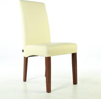 SIX Echt-Lederstuhl Massiv mit Nosag Federn Komfort Latexgurte Design Esszimmerstuhl Bambi Vollbezogen-Rindsleder Holzgestell Vollverleimt 150kg Belastbar